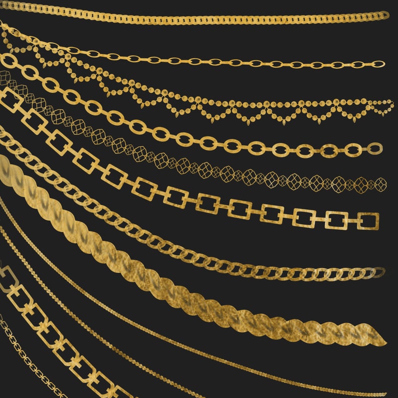 Jewelry Brushes for Procreate #3: 12 Chain Brushes for Digital Collage ...