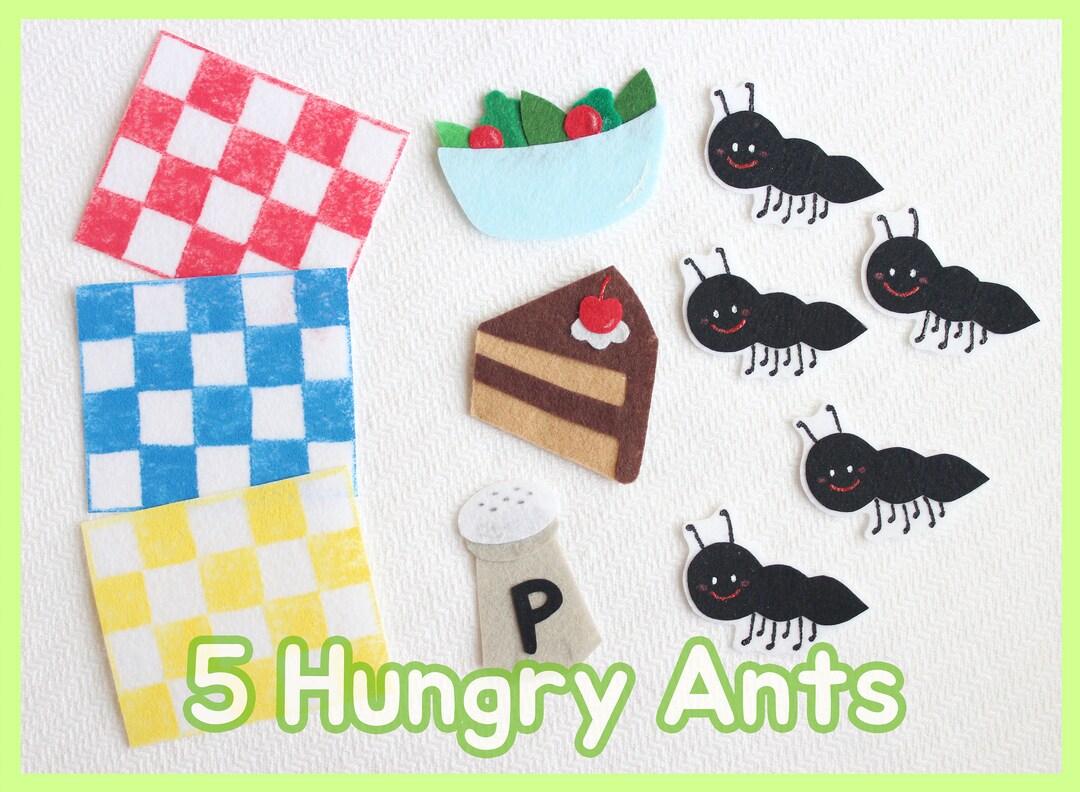 5 Hungry Ants Felt Set / Five Hungry Ants Flannel Board Set / Spring ...