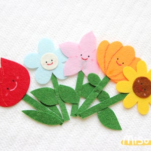 5 Little Flowers Felt Set / 5 Pretty Flowers Flannel Board / Flower ...