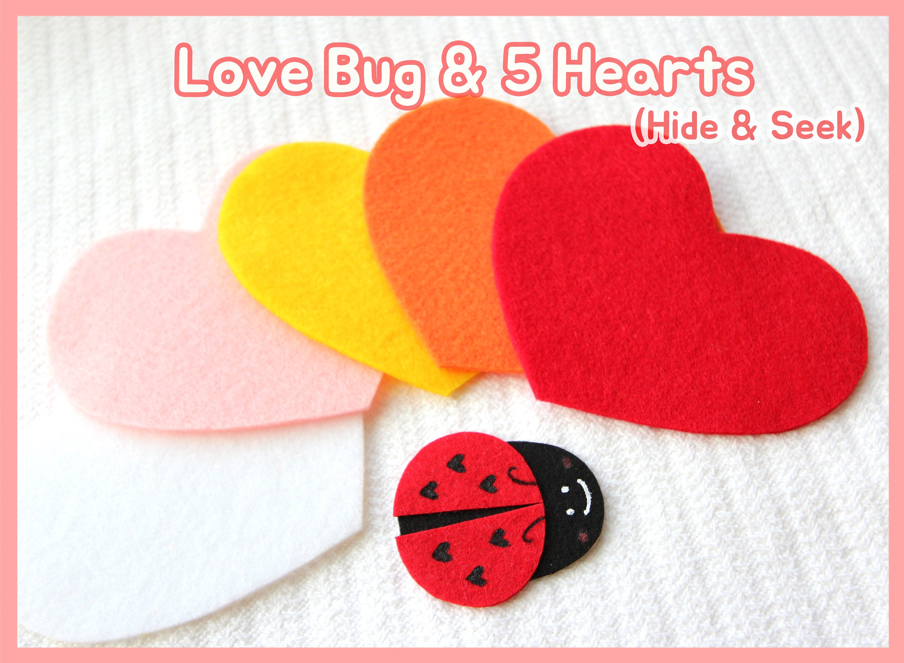 Love Bug and 5 Hearts Hide and Seek Felt Set / Valentine's Day 5 Hearts ...