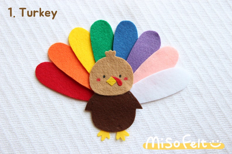 Turkey Wore a Red Feather Felt Story Set / Turkey & Color - Etsy