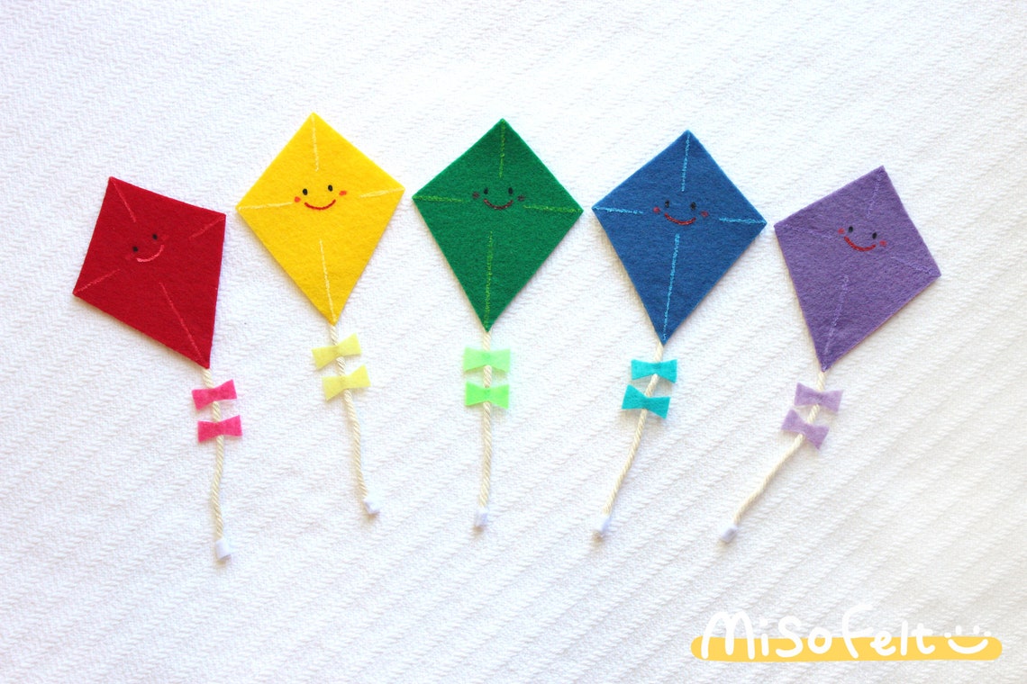 Five Little Kites Felt Set / Weather Theme Flannel Board Set / Wind ...