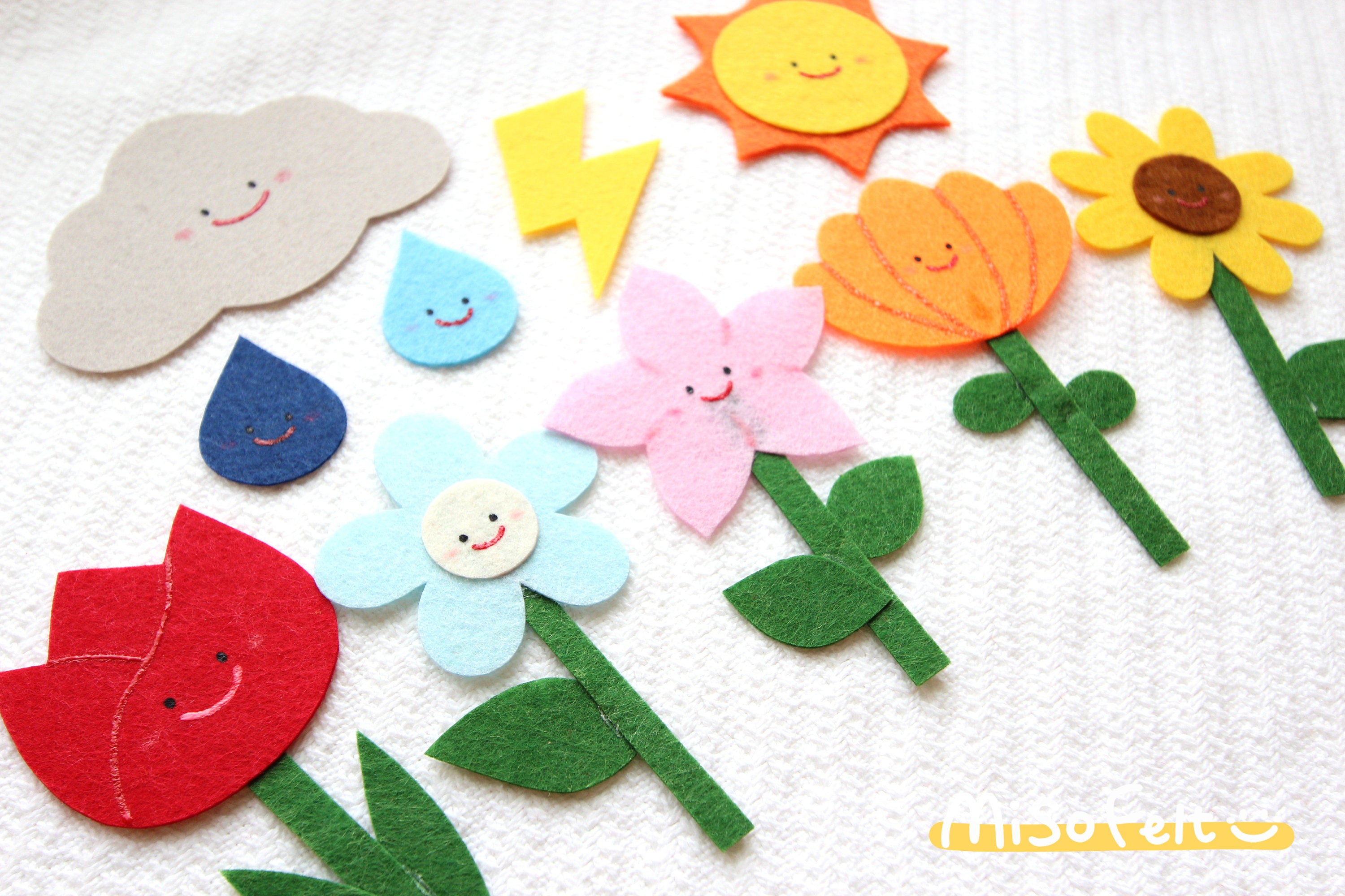 5 Little Flowers Felt Set / 5 Pretty Flowers Flannel Board / Flower ...