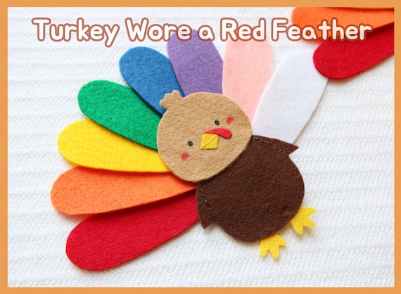 Turkey Wore a Red Feather Felt Story Set / Turkey & Color - Etsy