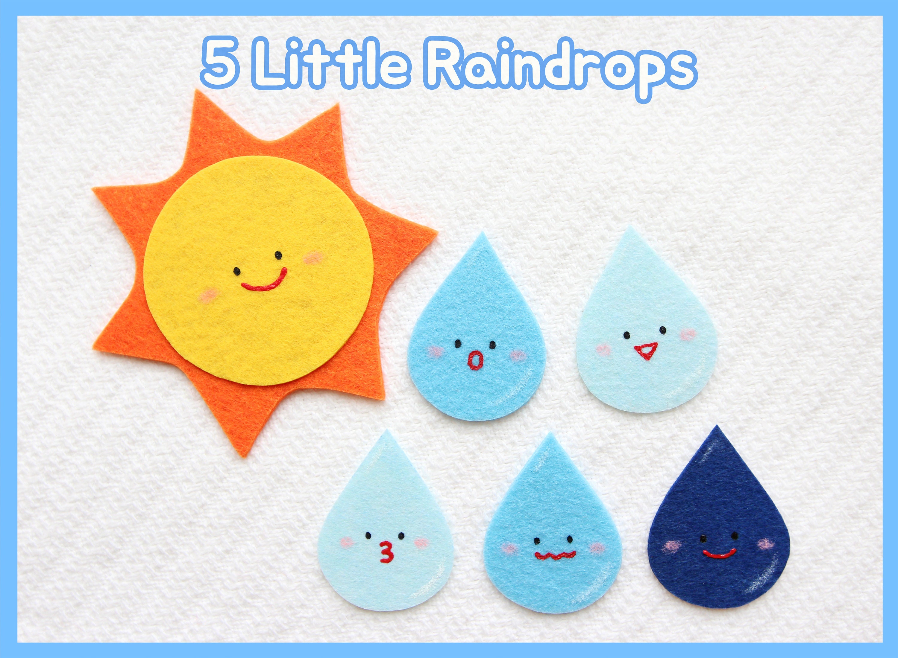 5 Little Raindrops Felt Set / Weather Theme Flannel Board Set / Spring ...