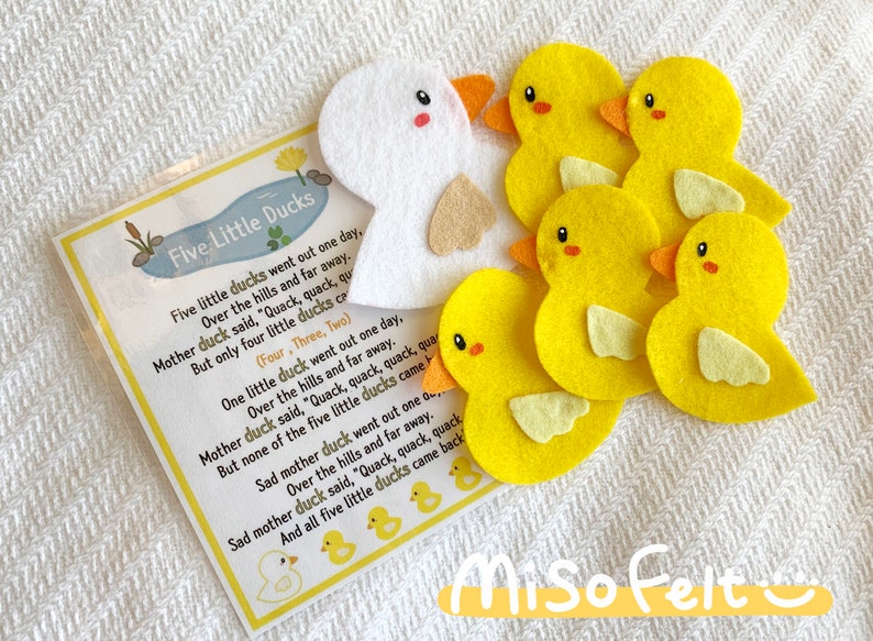 Five Little Ducks Felt Set / Little Ducks Flannel Board Set / Preschool ...