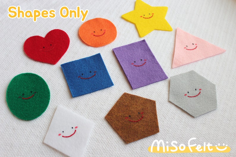 10 Shapes Felt Set / Shapes Hide and Seek Flannel Board Set / Teddy ...