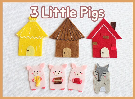 Three Little Pigs Felt Story Set / 3 Little Pigs Flannel Board | Etsy