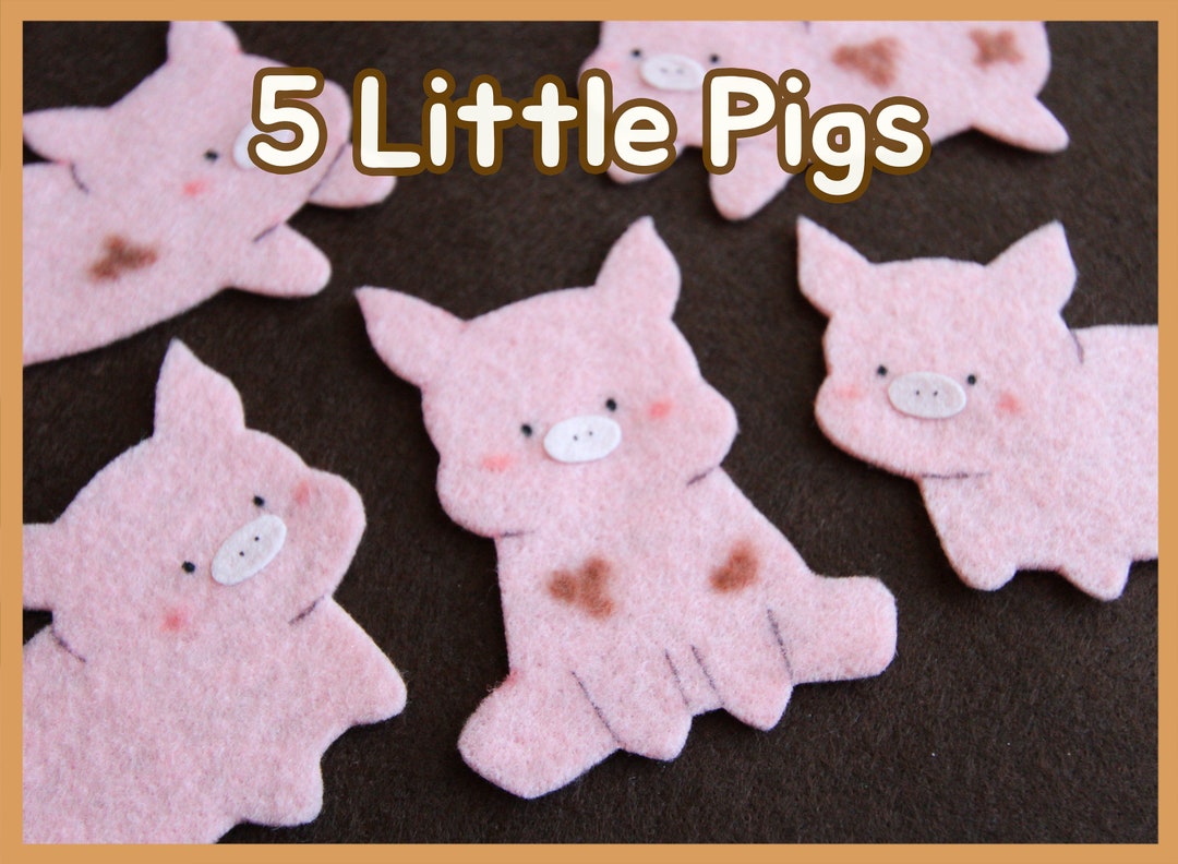 Five Muddy Pigs Felt Set / 5 Pigs so Squeaky Clean Felt / 5 Little Pigs ...