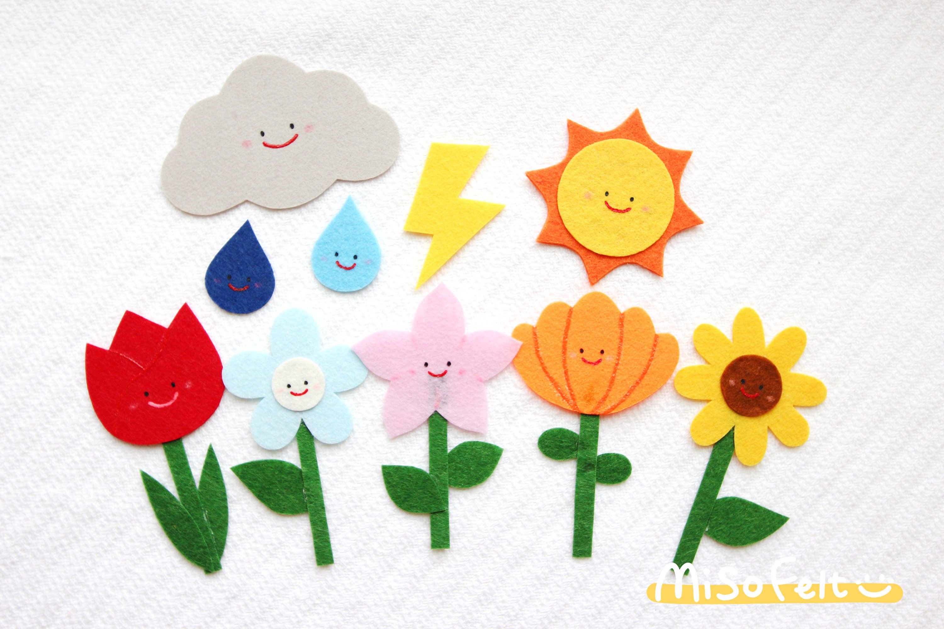 5 Little Flowers Felt Set / 5 Pretty Flowers Flannel Board / Flower ...