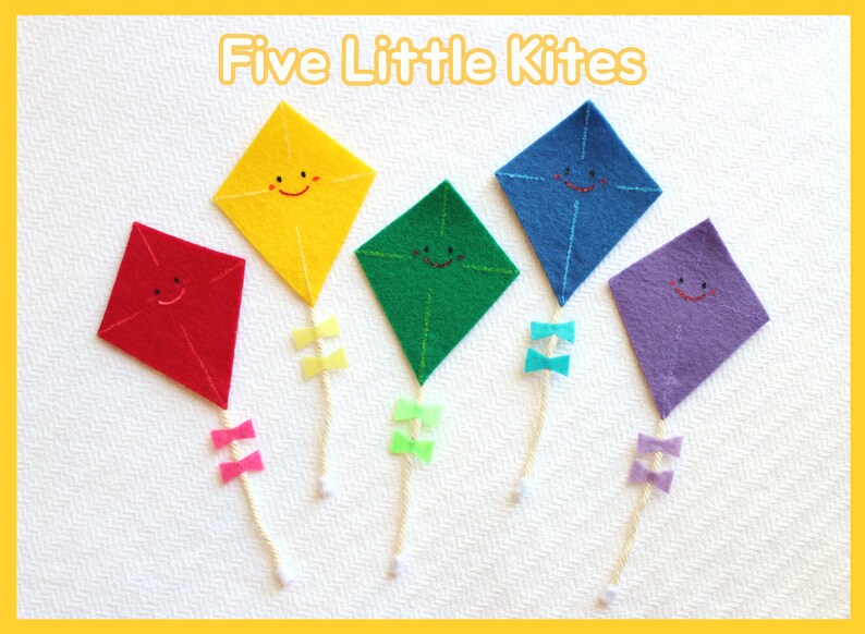 Five Little Kites Felt Set / Weather Theme Flannel Board Set / Wind ...