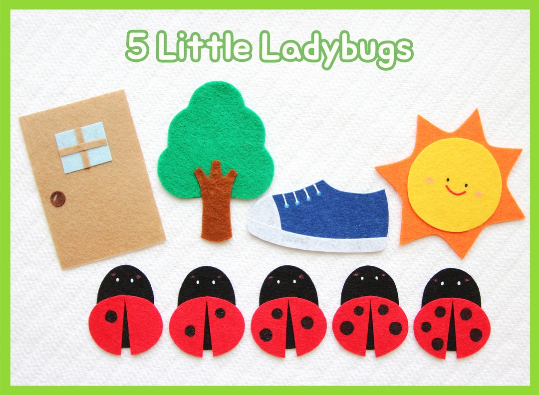 5 Little Ladybugs Felt Set / Ladybug Flannel Board / Spring / Preschool ...