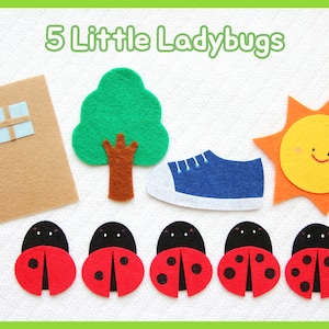 5 Little Ladybugs Felt Set / Ladybug Flannel Board / Spring / Preschool ...