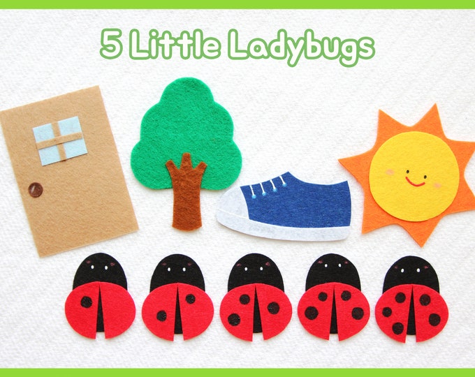 5 Little Ladybugs Felt Set / Ladybug Flannel Board / Spring / Preschool ...