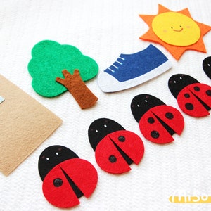 5 Little Ladybugs Felt Set / Ladybug Flannel Board / Spring / Preschool ...