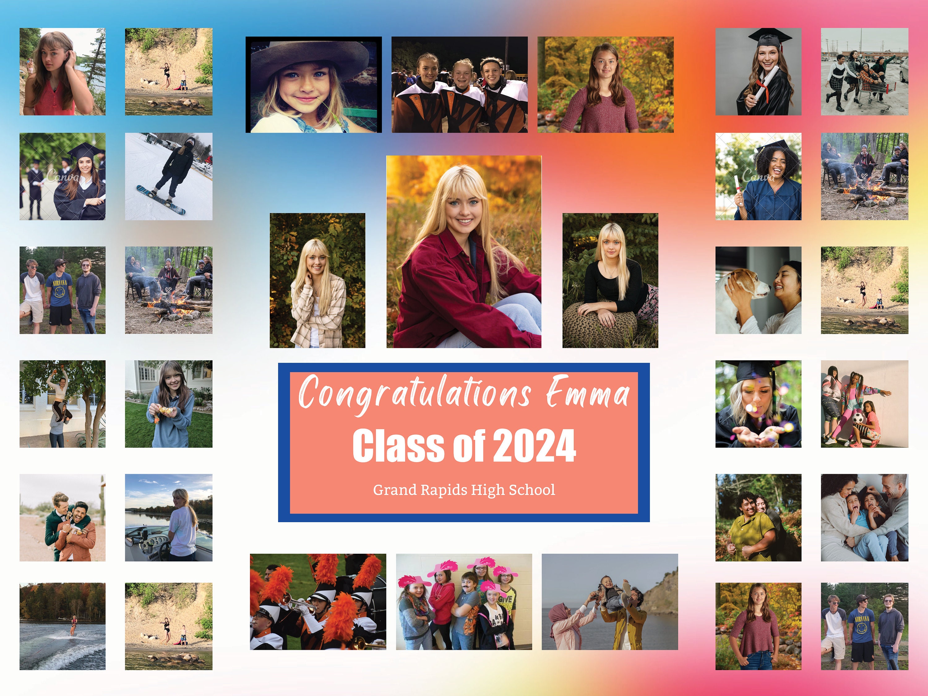 Custom Graduation Photo Board, Class of 2025, Printed & Shipped FAST ...