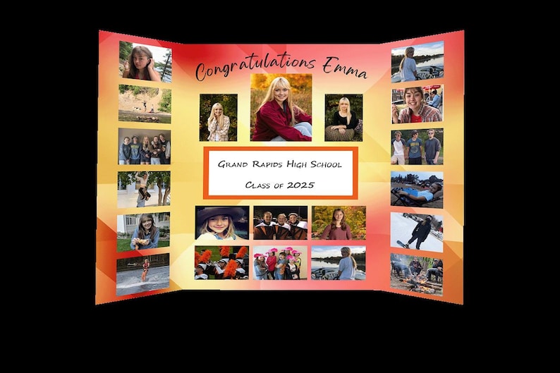 Custom Graduation Photo Board, Printed Tri-fold Poster - Etsy