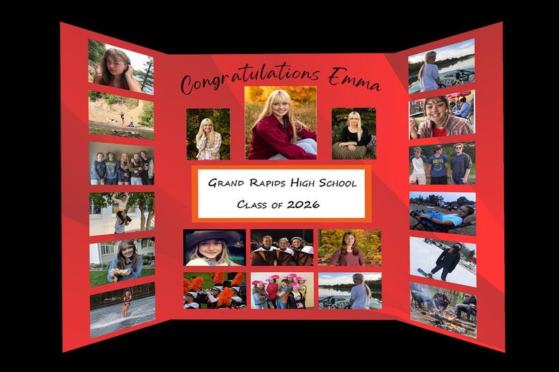 Custom Graduation Photo Board, Printed Tri-fold Poster - Etsy