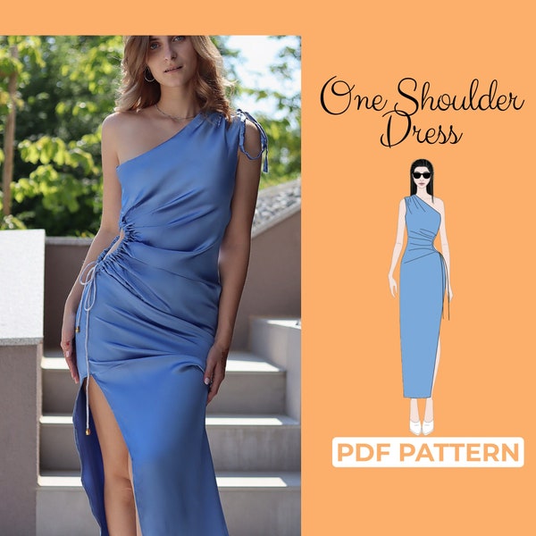 One Shoulder Dress Pattern - Etsy