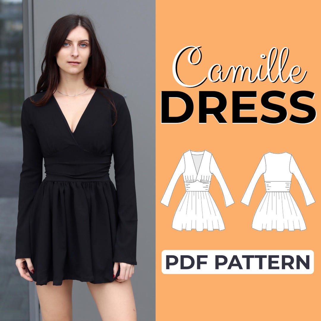 Long Sleeve Mini Dress Sewing Pattern | Formal Dress Pattern | Pattern ...