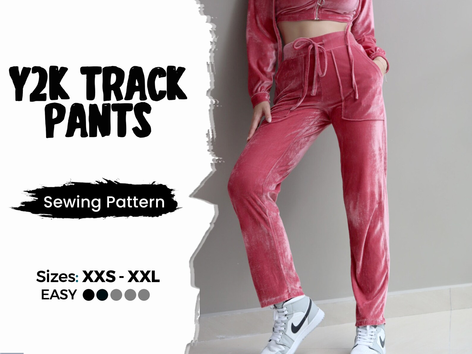 Y2K Velour Tracksuit Pants Sewing Pattern | Easy Wide Leg Pants Pattern ...