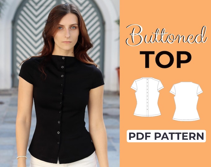Fitted Blouse Sewing Pattern | Button up Blouse Sewing Pattern | Sizes ...