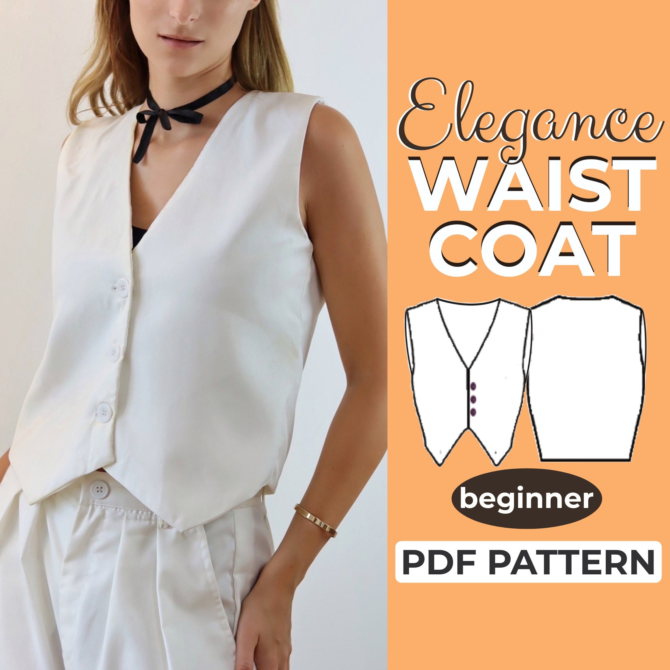 Women Waistcoat Sewing Pattern, Ladies Vest Pattern, Waistcoat Jacket ...