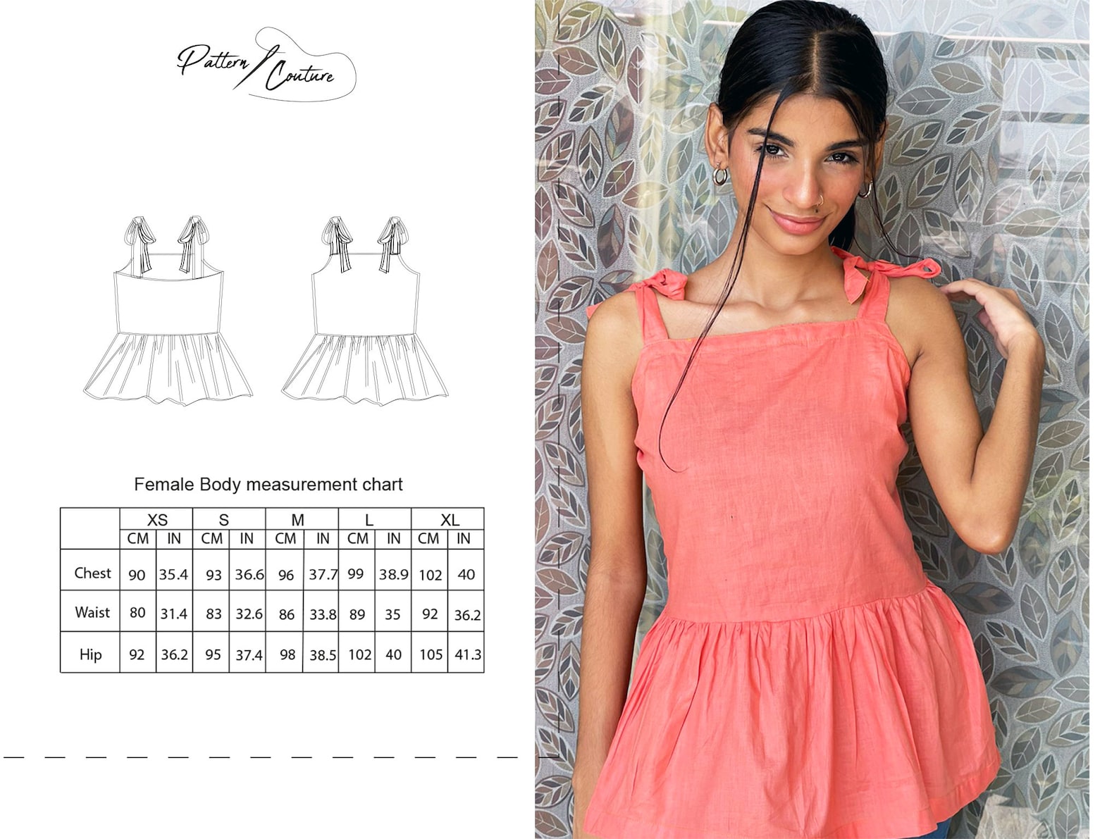 Gathered Smock Top Sewing Pattern With Tie-straps Xs-xl - Etsy