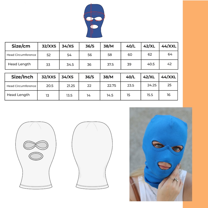 Balaclava Mask Sewing Pattern, Ski Mask Pattern, Winter Hat Pattern ...
