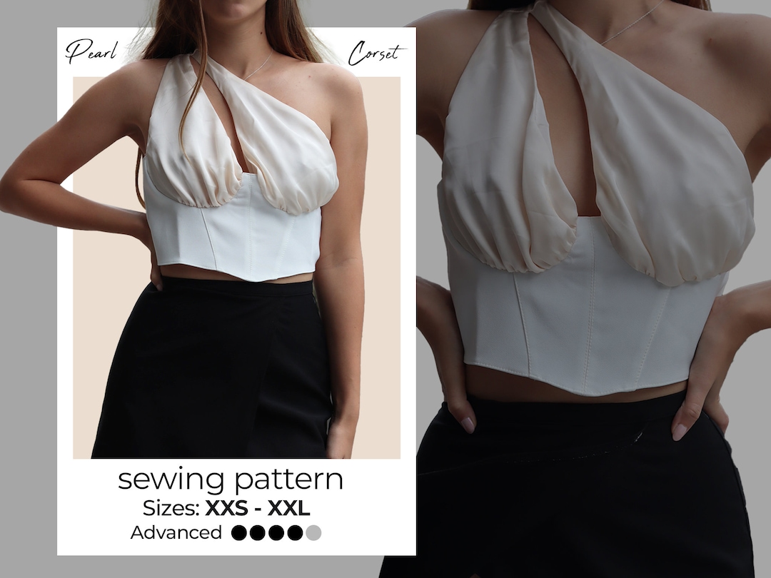 Corset Top Sewing Pattern | XXS-XXL | One Shoulder Bustier Pattern PDF ...