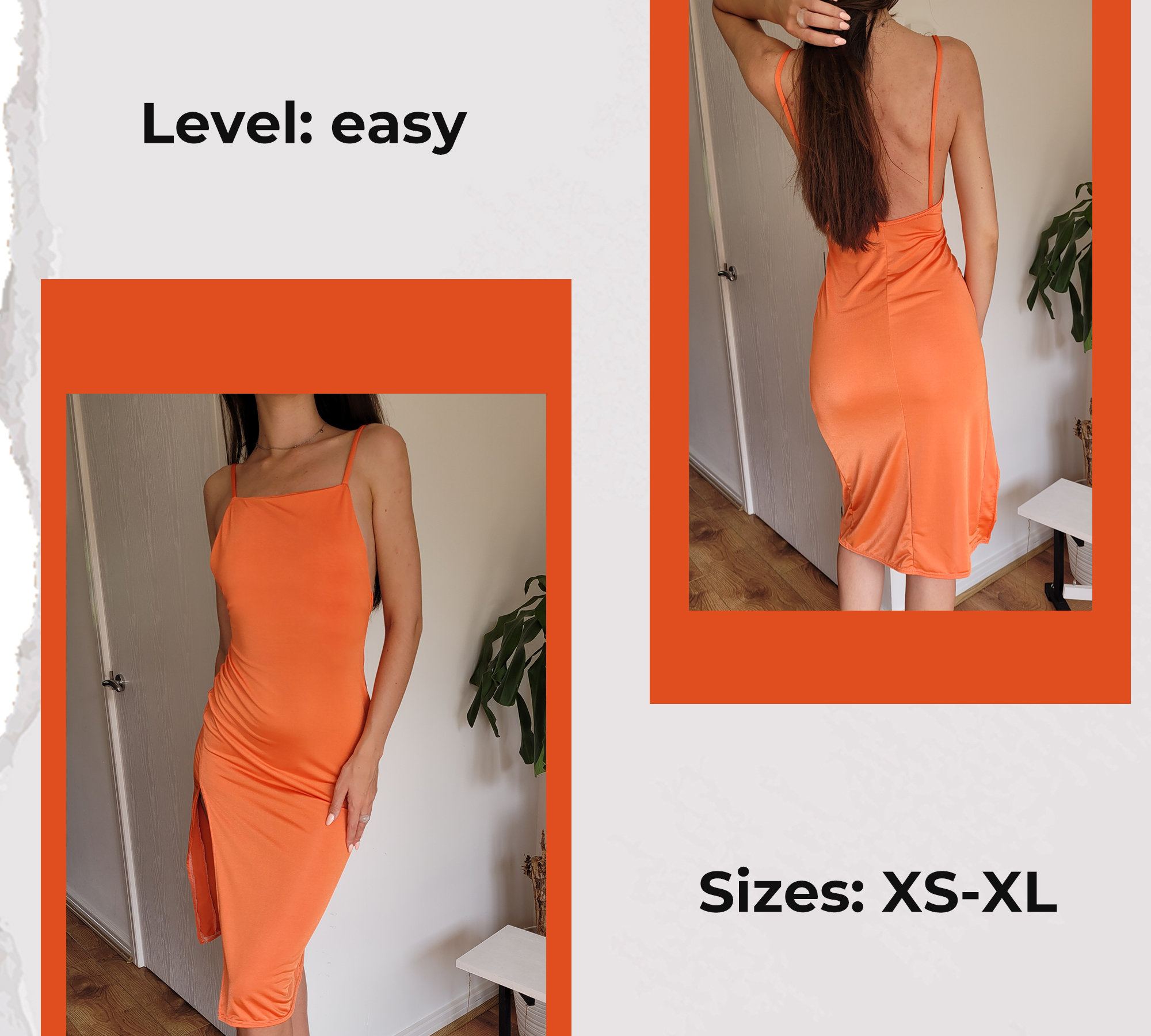 Easy Slit Dress Pattern, Backless Dress, Prom Dress Pattern, Midi Dress ...