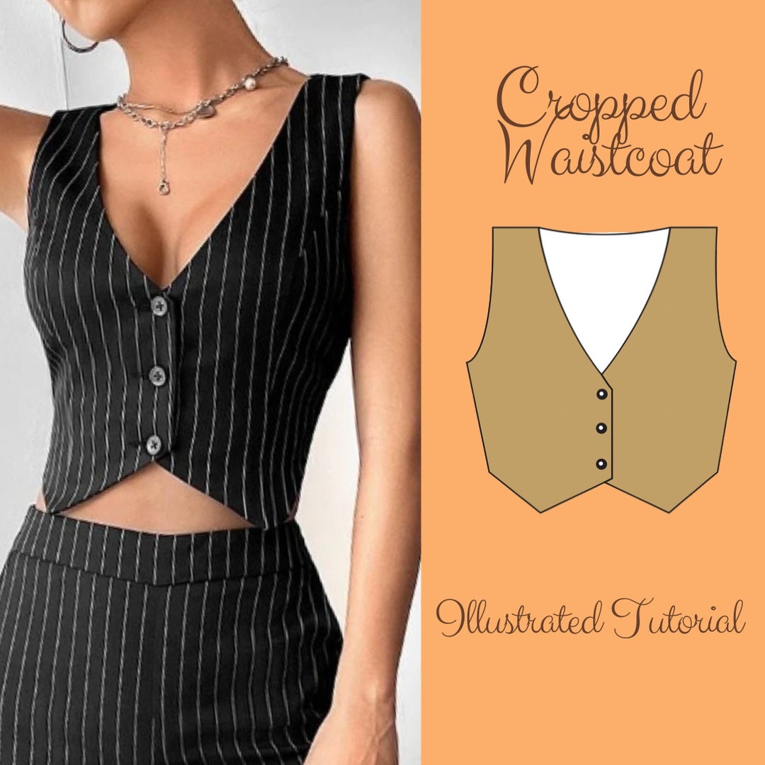 Cropped Waistcoat Sewing Pattern Short Waistcoat Ladies - Etsy