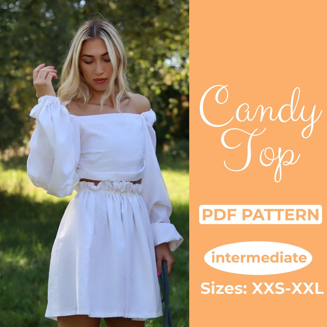 Milkmaid off Shoulder Top Sewing Pattern, XXS - XXL, Cute Strapless Top ...