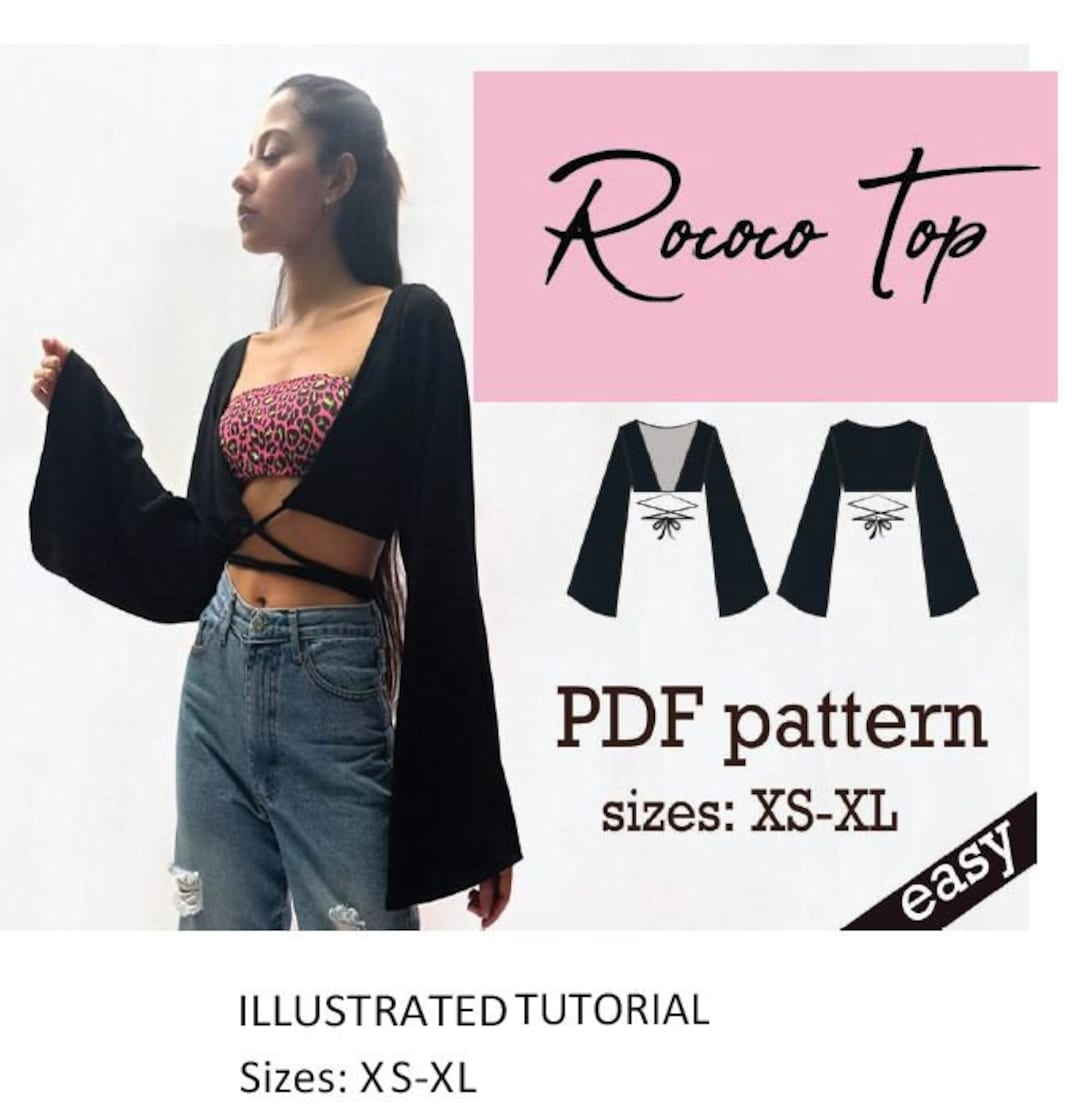 Flare Sleeve Crop Top Sewing Pattern | Hippie Top for Festivals, Partys ...