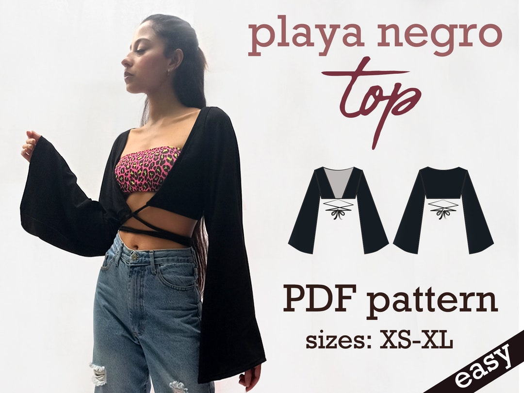 Flare Sleeve Crop Top Sewing Pattern Hippie Top for - Etsy