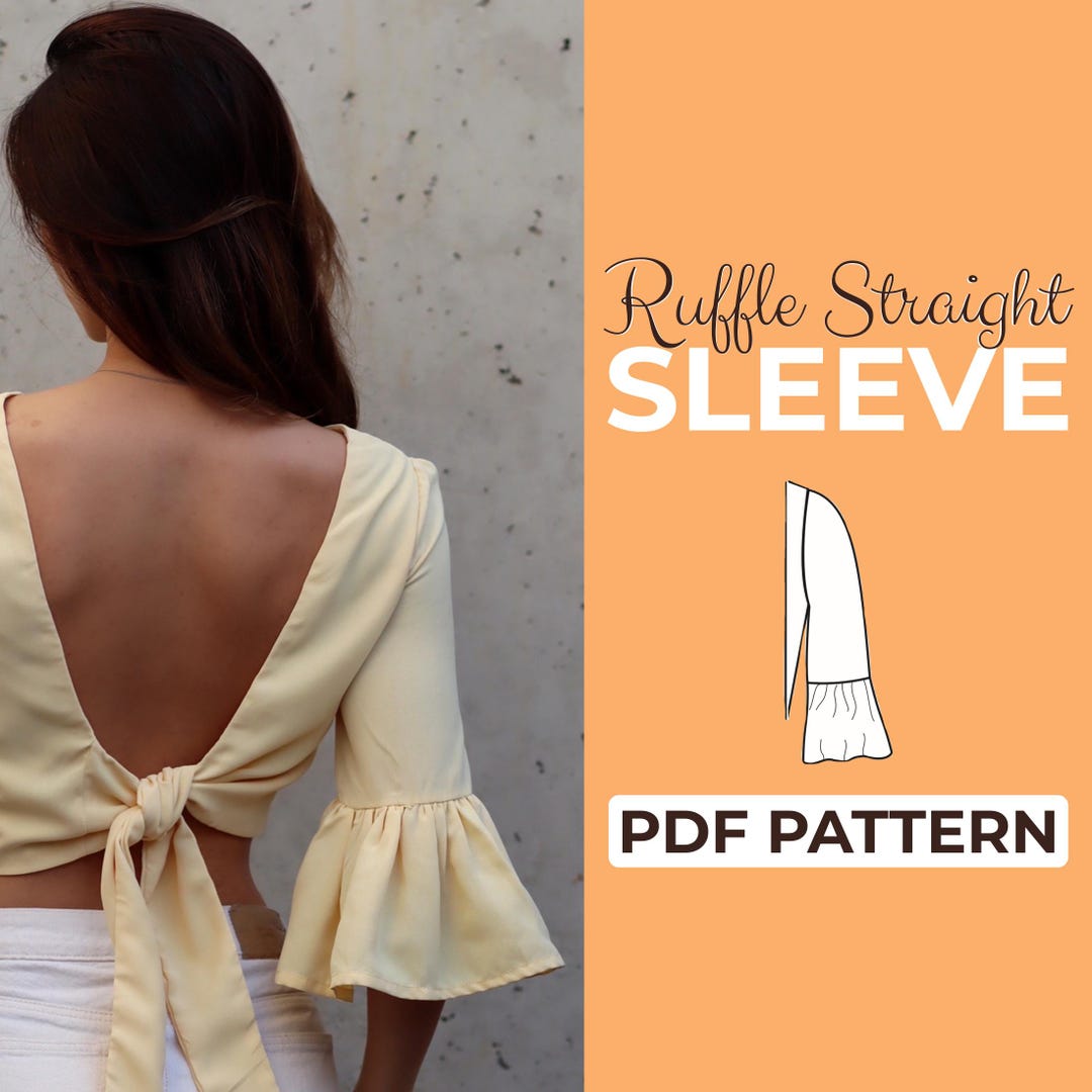 Ruffle Straight Sleeve Sewing Pattern, Easy Bell Sleeve Pattern in A0 ...