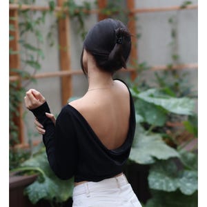 Back Draped Sewing Pattern | Open Back Cowl Top Long Sleeve | Beginner ...