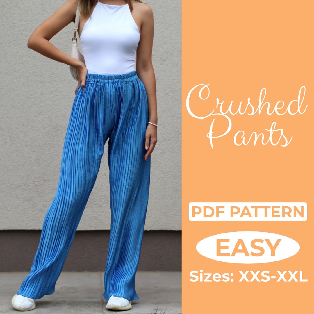 High Waisted Wide Leg Pants Sewing Pattern, XXS - XXL Beginner Sewing ...