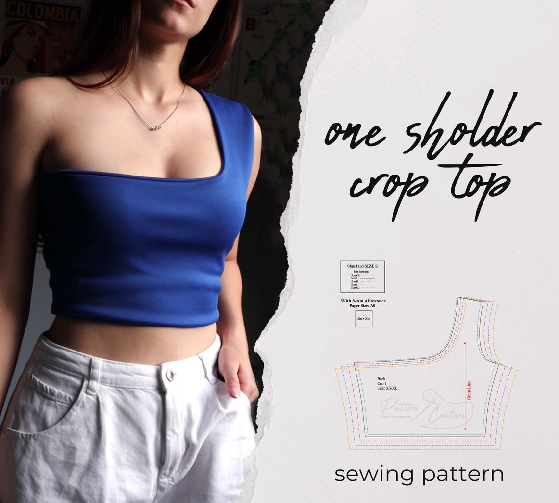 Girls Crop Top Sewing Pattern One Shoulder Top Pattern - Etsy