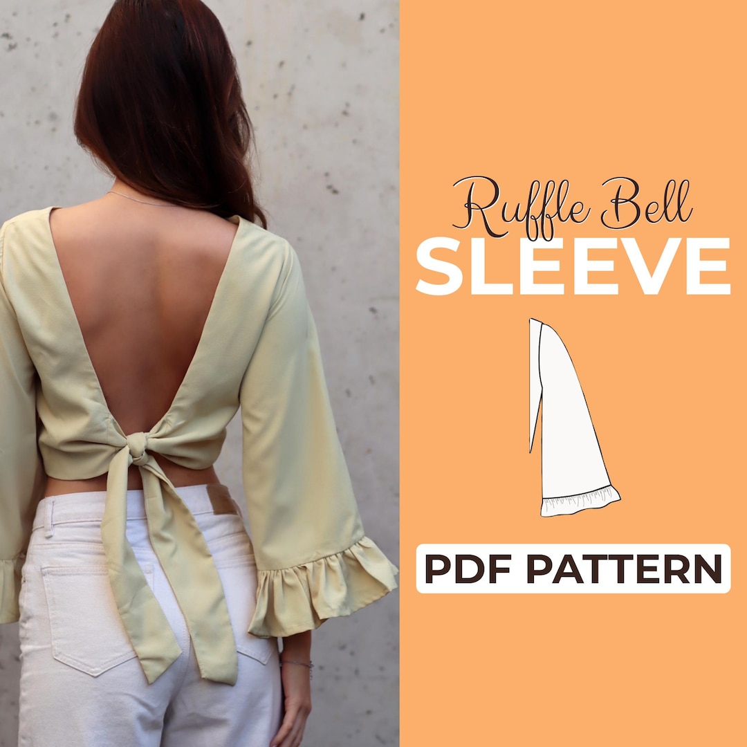 Ruffle Bell Sleeve Sewing Pattern, Easy Long Flare Sleeve Pattern in A0 ...