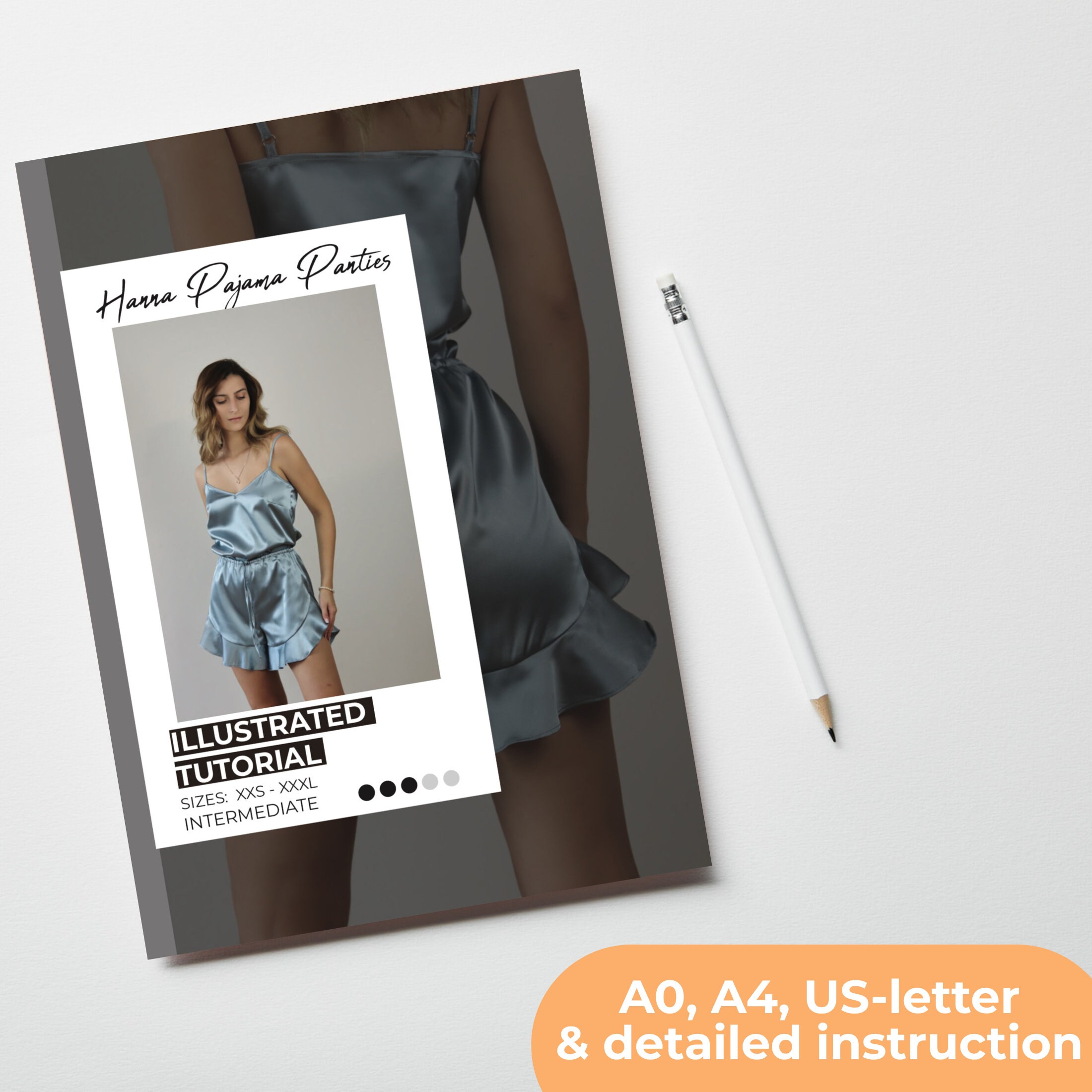 Pajama Shorts Sewing Pattern, Pj Pants Pattern, Silk Shorts, A0, A4 ...
