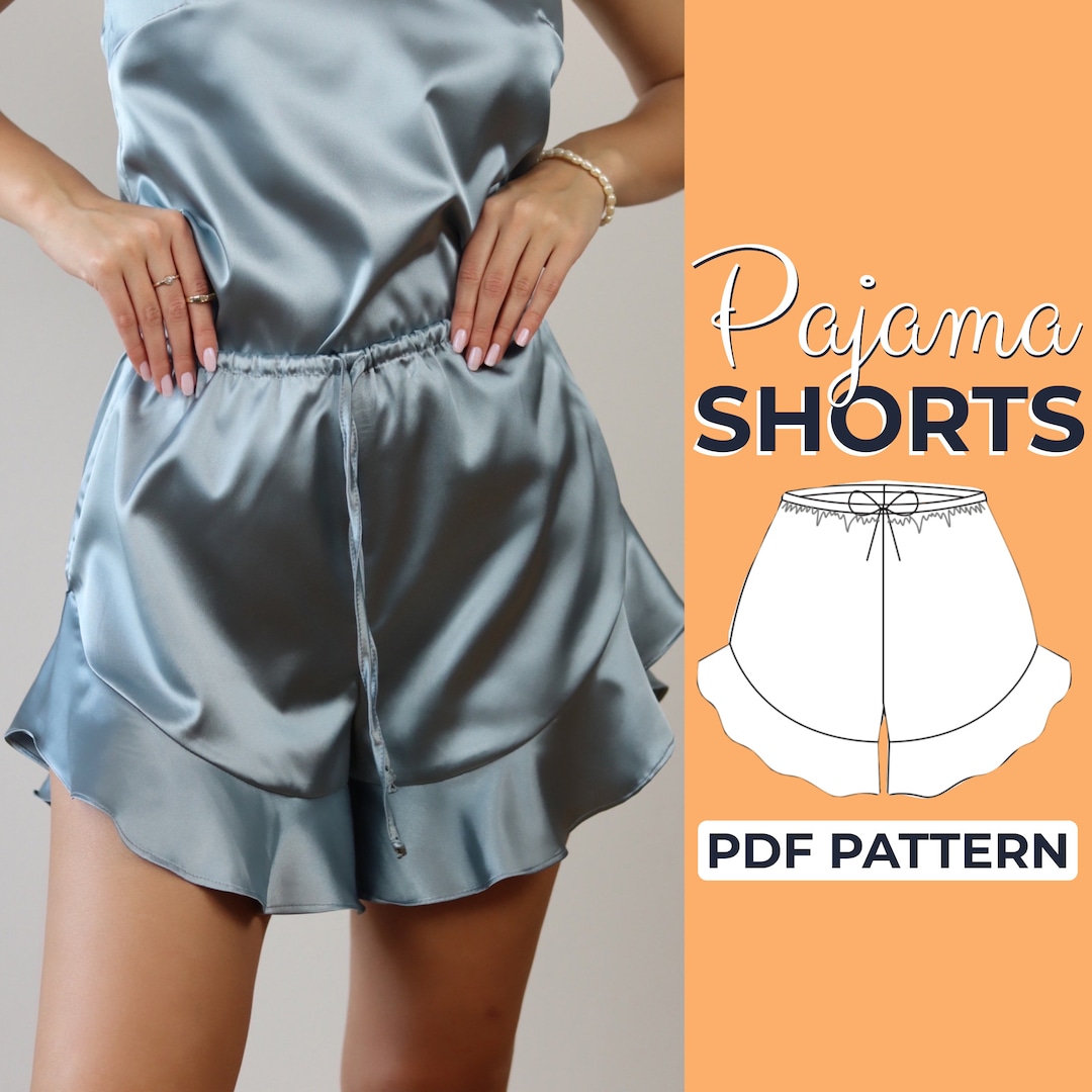 Pajama Shorts Sewing Pattern, Pj Pants Pattern, Silk Shorts, A0, A4 ...