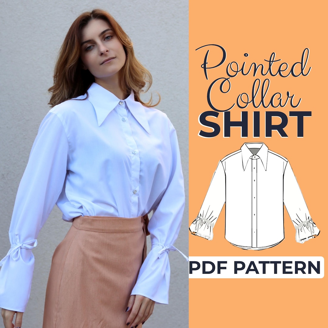 Poet Shirt Sewing Pattern, Pointed Collar Puff Sleeve Shirt, Regency ...