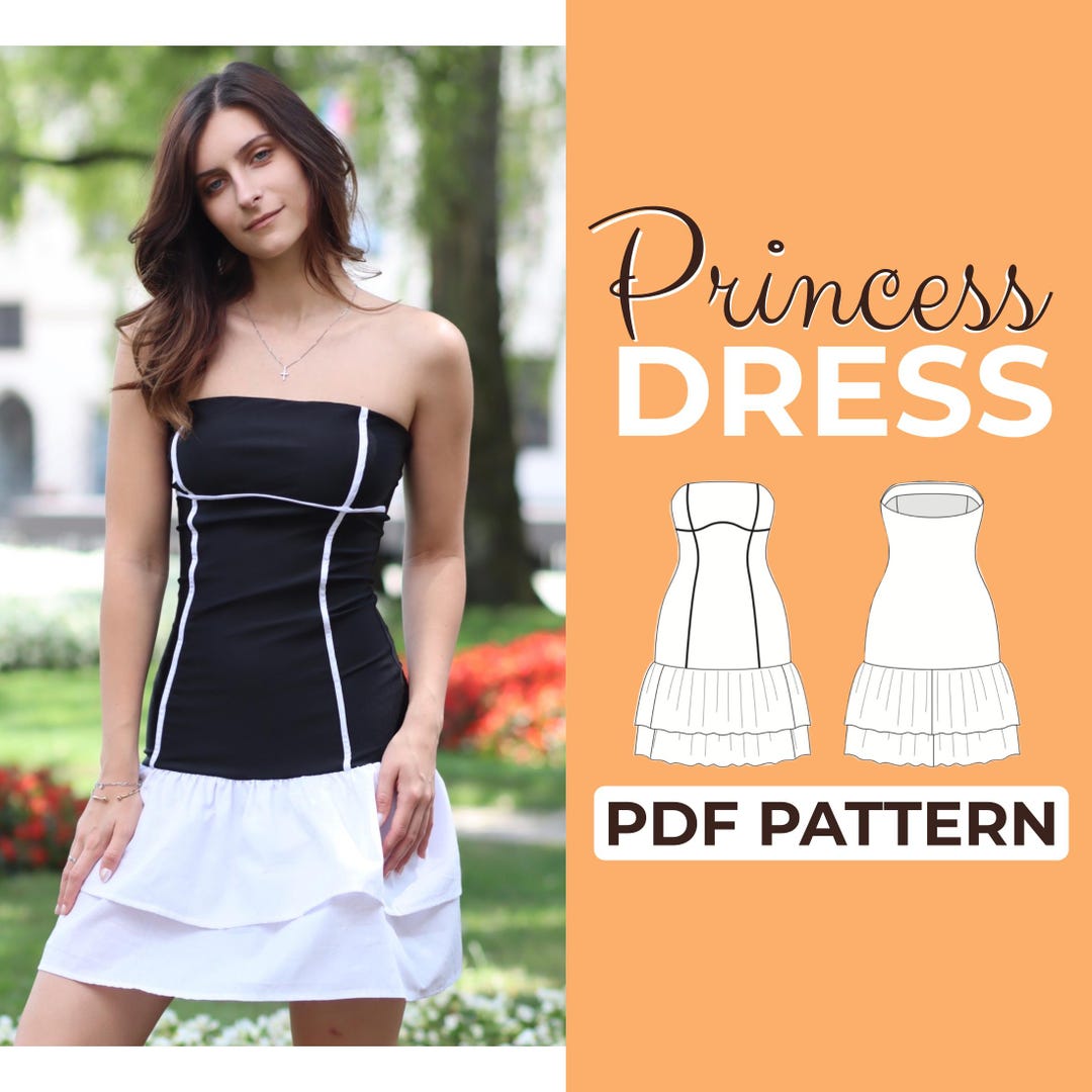 Drop Waist Dress Sewing Pattern | Mini Tube Dress Pattern | Pattern ...