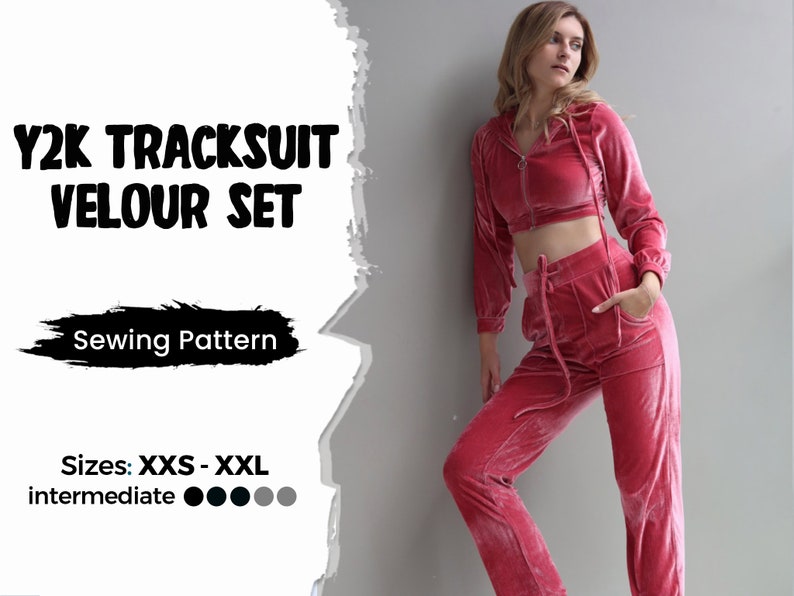 Velour Tracksuit Women Sewing Pattern, Loungewear Set, Sweatpants Pattern, Zip up Hoodie Pattern ...
