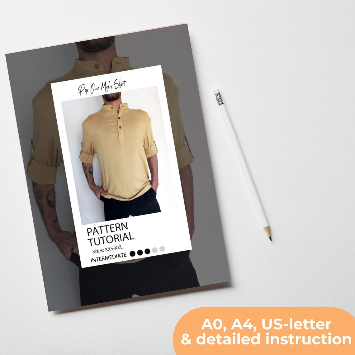 Mens Popover Shirt Sewing Pattern | Button Down Polo Shirt | Pattern ...