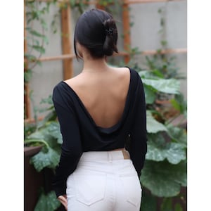 Back Draped Sewing Pattern | Open Back Cowl Top Long Sleeve | Beginner ...