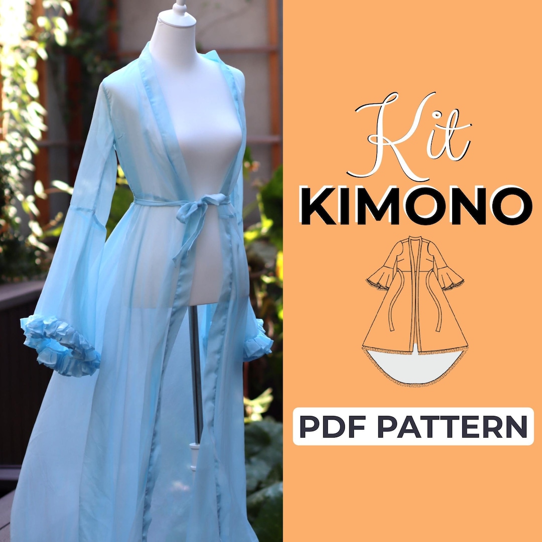 Ruffle Kimono Robe Sewing Pattern | Sheer Beach Cover up | Pattern ...