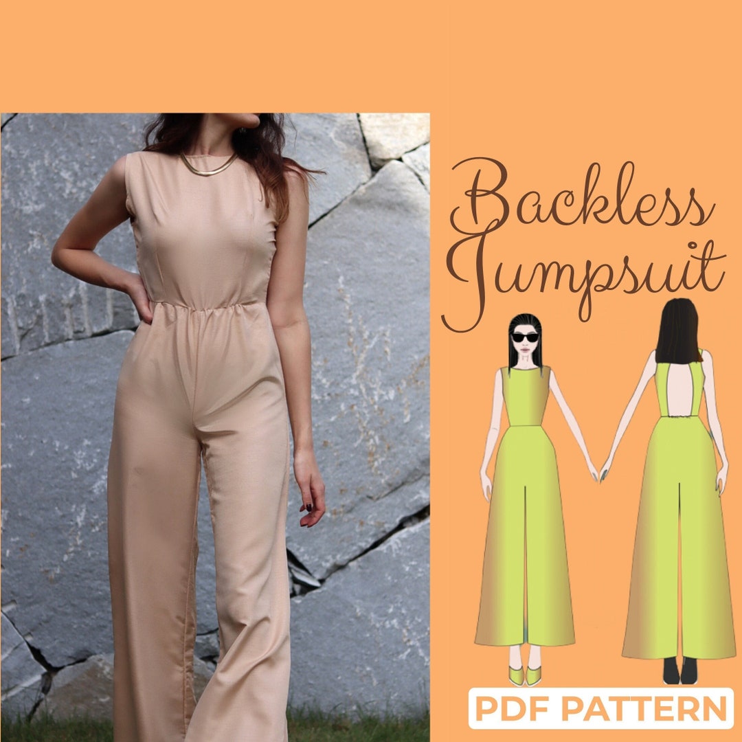 Flare Jumpsuit Sewing Pattern, Bell Bottom Palazzo Jumpsuit, Wide Leg ...