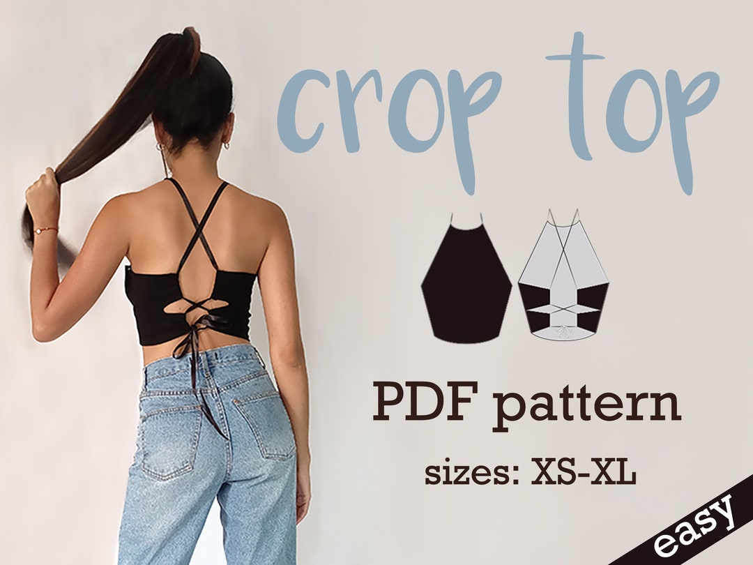Girls Crop Top Sewing Pattern - Custom Crop Top - Halter Dress Pattern ...